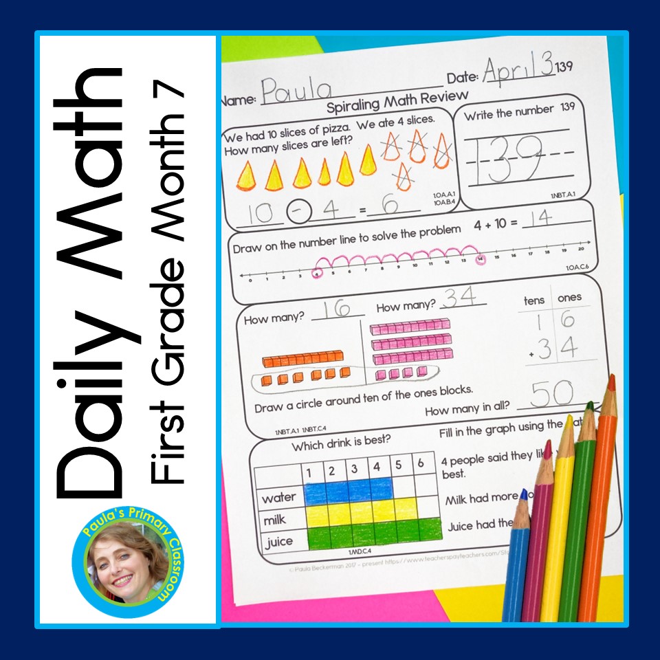 Math Spiral Review Daily Worksheets Morning Work Homework Month 7 ...