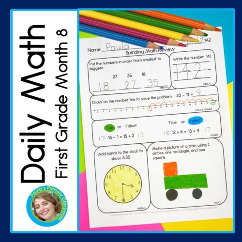 Math Spiral Review Daily Worksheets Morning Work Homework Month 8 ...
