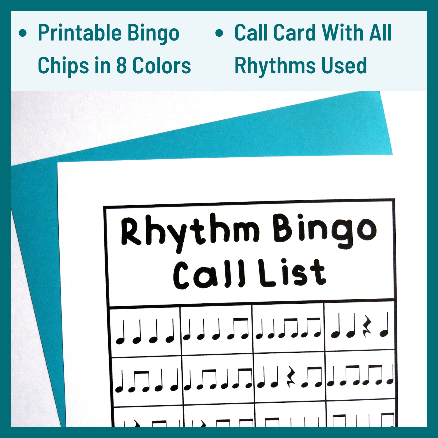 Music Rhythm Bingo Game - Quarter Note, Quarter Rest, Eighth Note ...