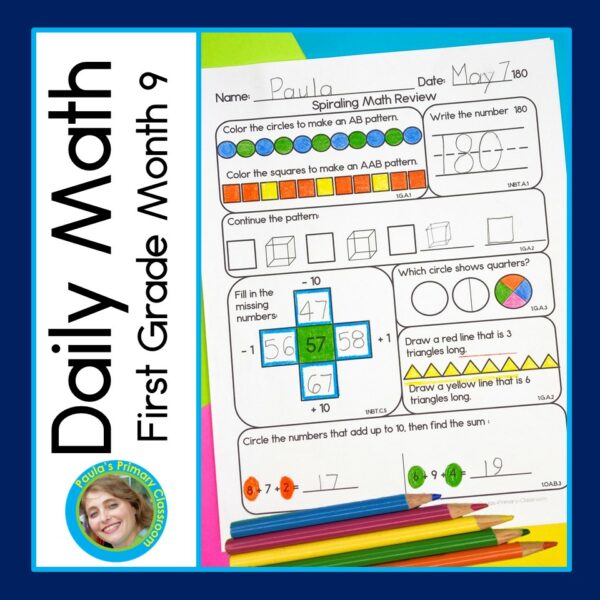Math Spiral Review Daily Worksheets Morning Work Homework Month 9 ...