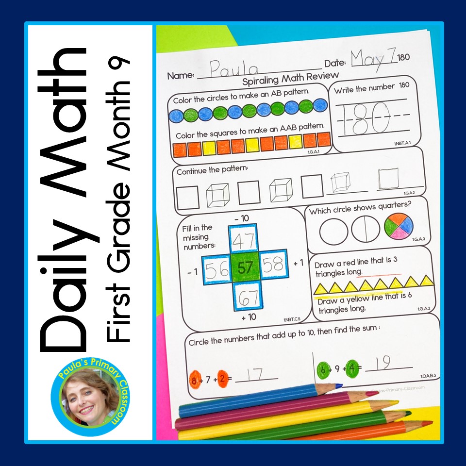 Math Spiral Review Daily Worksheets Morning Work Homework Month 9 ...