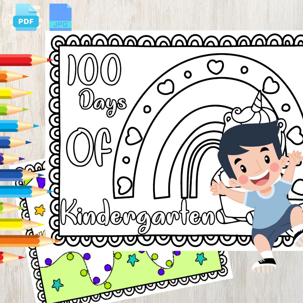 100th day of school Coloring Pages Amazing Activity For little kids ...