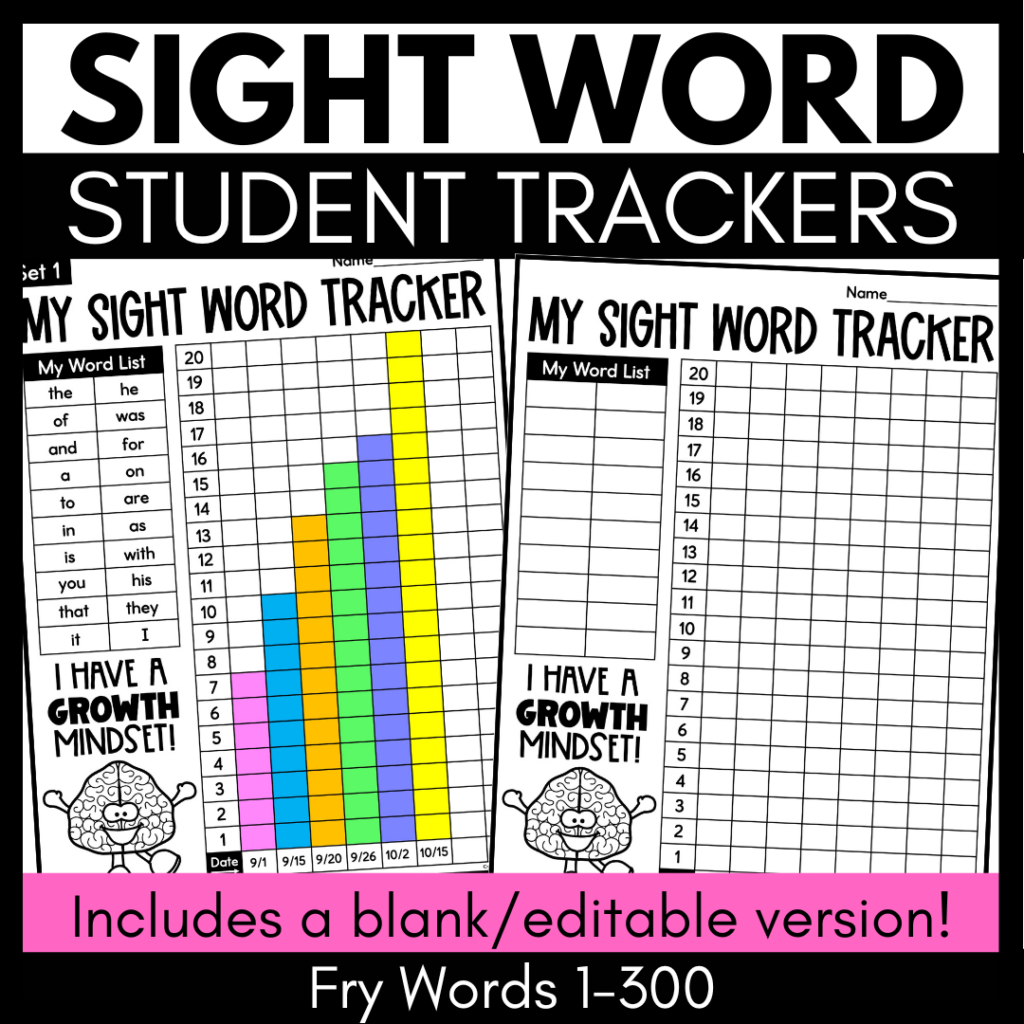 Fry Sight Words Student Tracker EDITABLE - Fry Words 1-300 | Made By ...