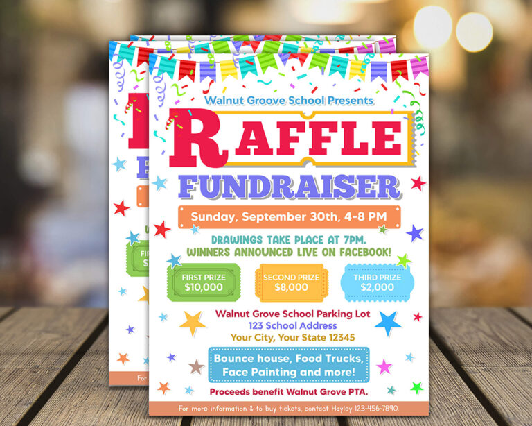 Editable Raffle Fundraiser Flyer, School Pto Pta Church Ticket Sales ...