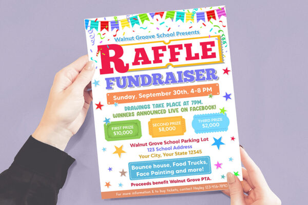 Editable Raffle Fundraiser Flyer, School Pto Pta Church Ticket Sales ...