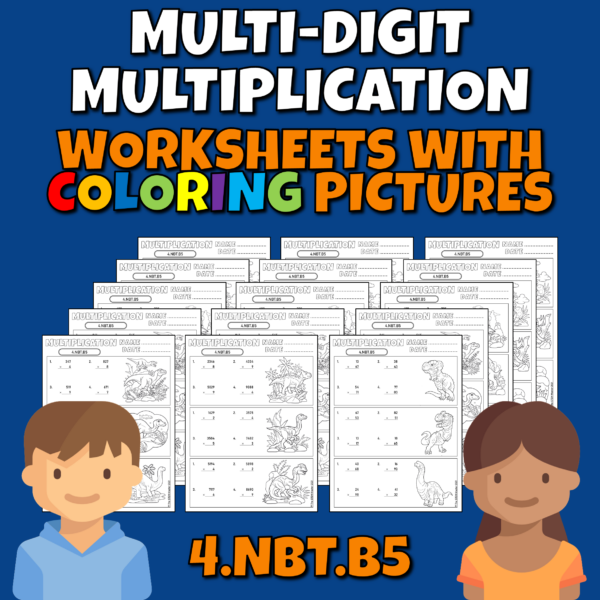 Multi-digit multiplication 4.NBT.B5 Worksheets with Coloring Pictures ...