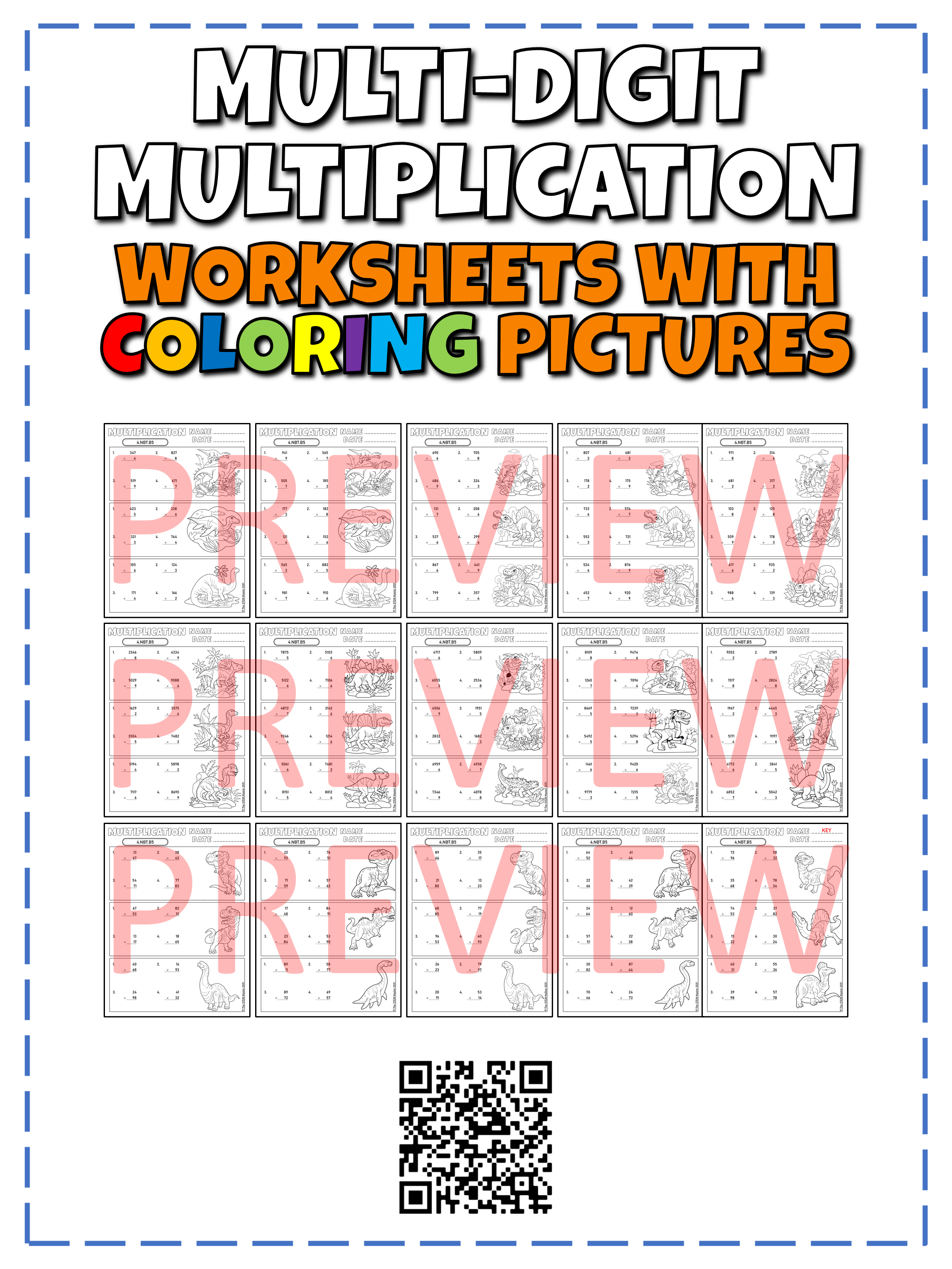 Multi-digit multiplication 4.NBT.B5 Worksheets with Coloring Pictures ...