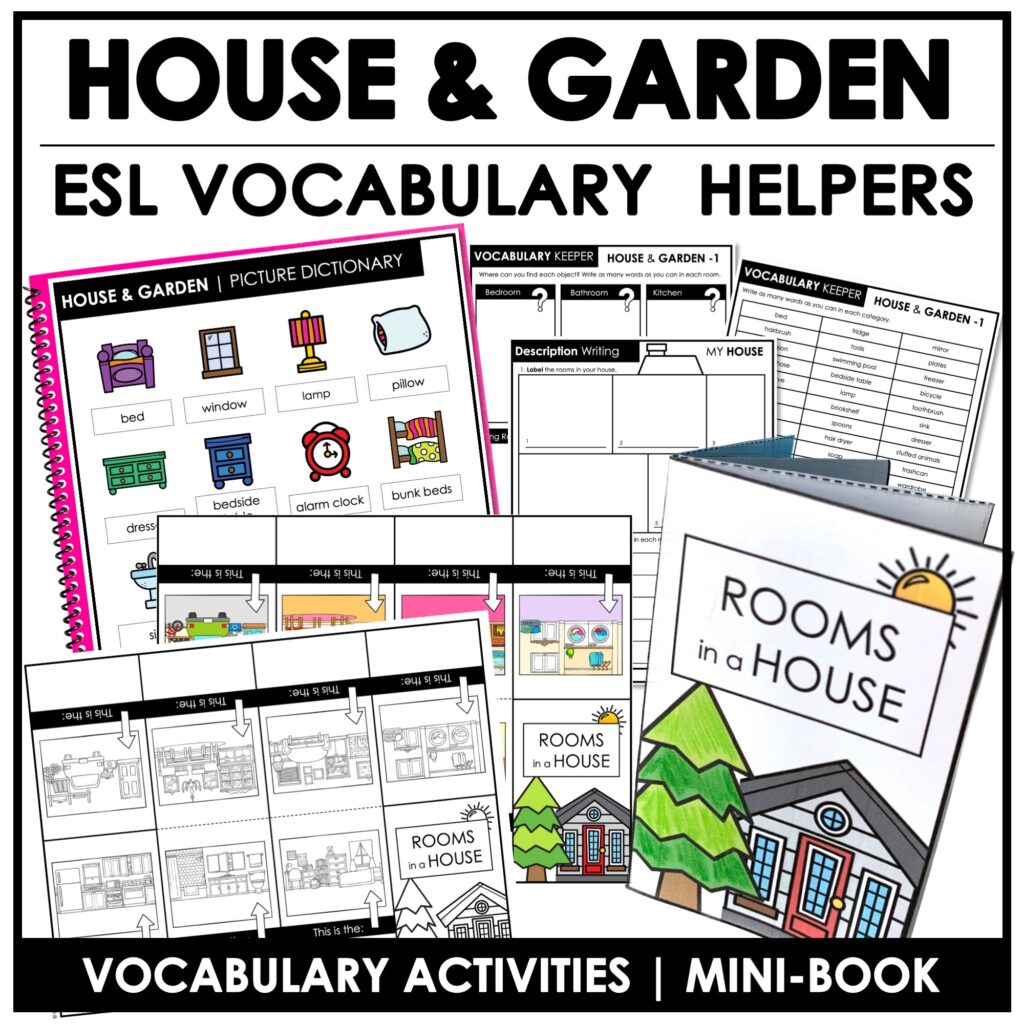 House, Furniture & Garden Vocabulary Activities | Mini-Book & Worksheet ...