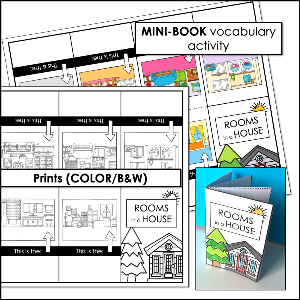 House, Furniture & Garden Vocabulary Activities | Mini-Book & Worksheet ...