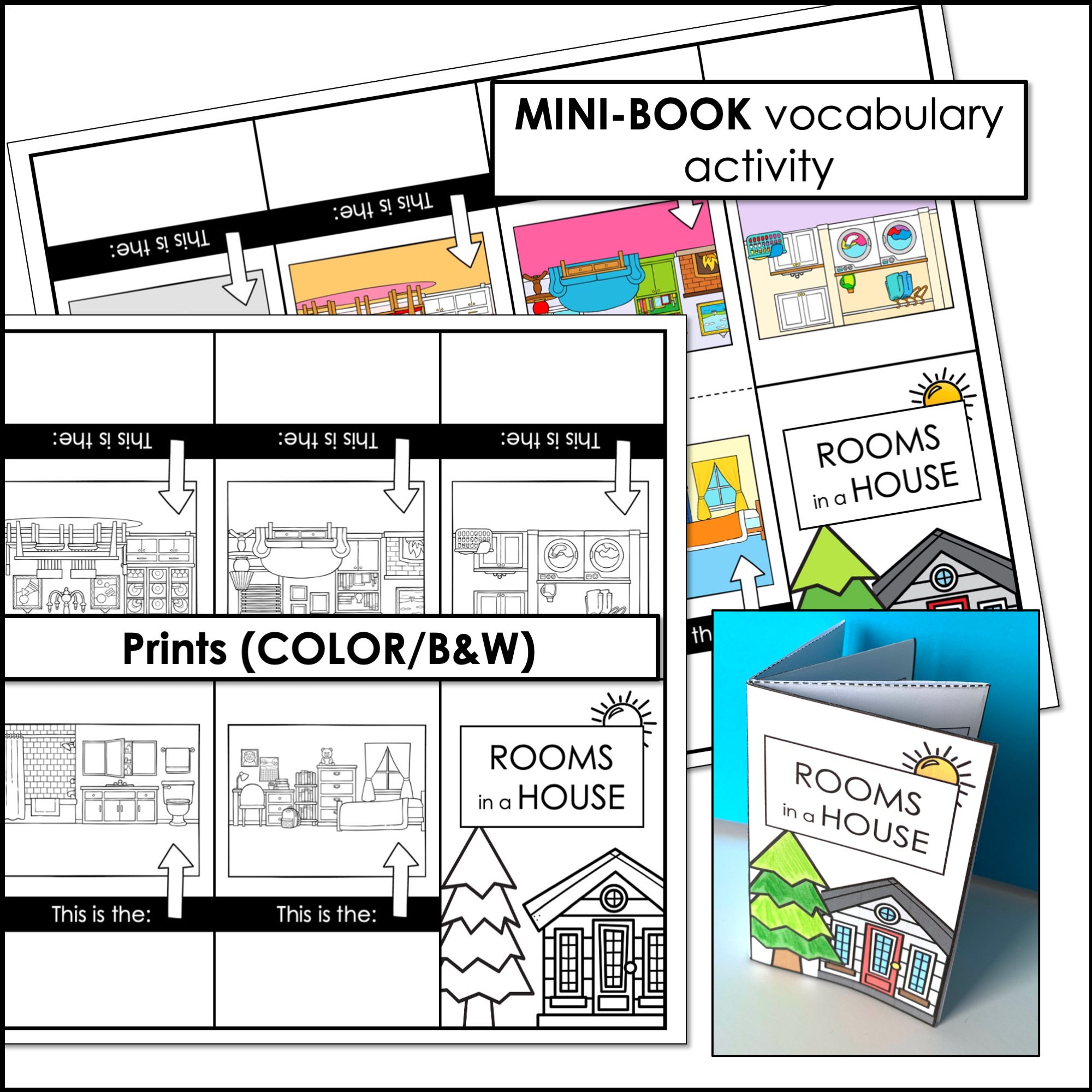 House, Furniture & Garden Vocabulary Activities | Mini-Book & Worksheet ...