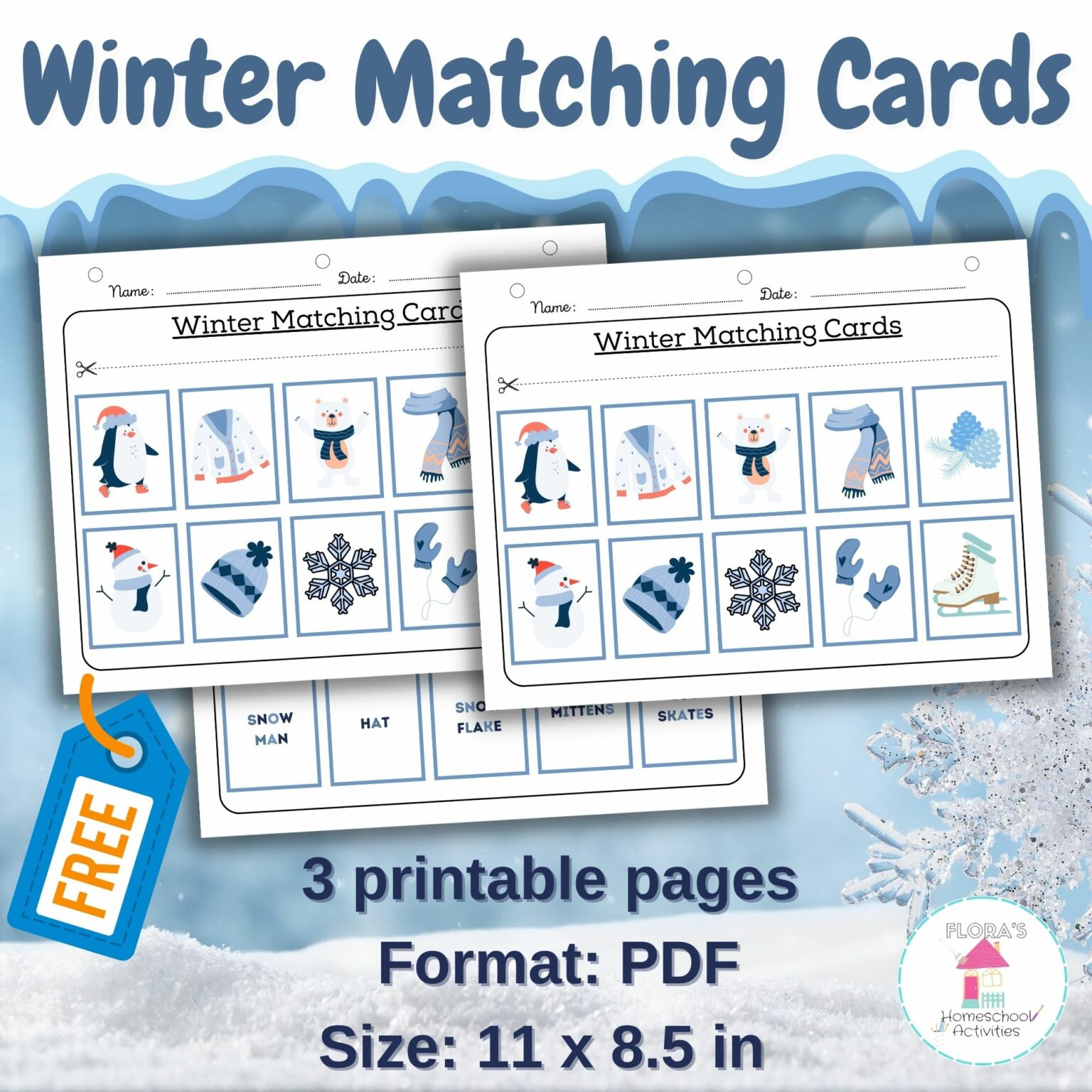 Winter Matching Cards | New Year 2023 activities for Homeschool, K ...