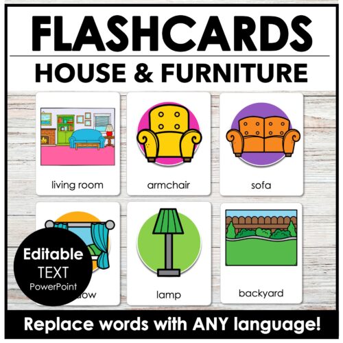 House & Furniture Vocabulary Flashcards for ESL - Kitchen, Bath ...