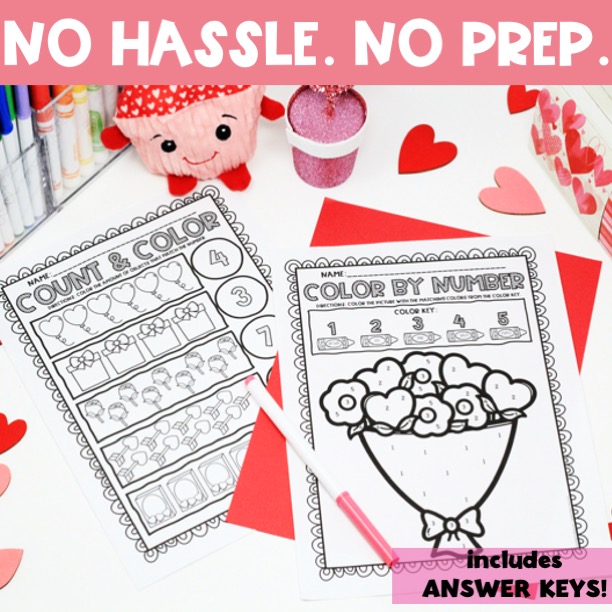 Valentines Day Preschool Activity Pre-K Kindergarten Math Worksheets ...