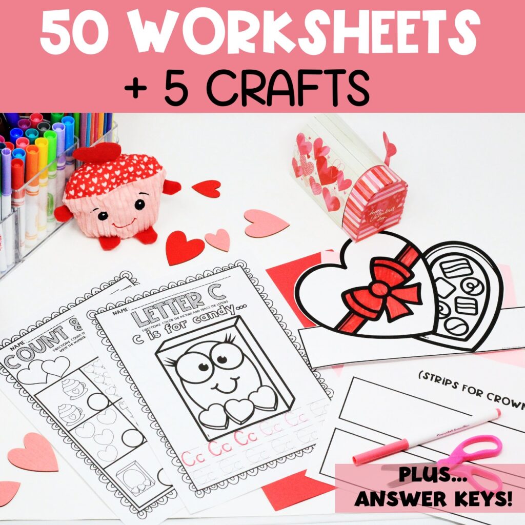 Valentines Day Activities & Crafts for Preschool Kindergarten Worksheet ...