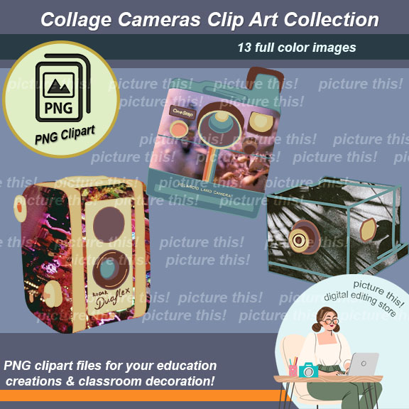 Cameras Collage Style Illustration Photography Clipart Bulletin Board ...