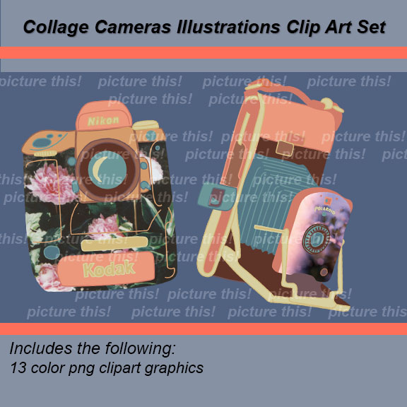 Cameras Collage Style Illustration Photography Clipart Bulletin Board ...