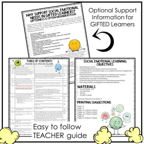 Movie Guide | Inside Out Movie Activities | Social Emotional Learning ...