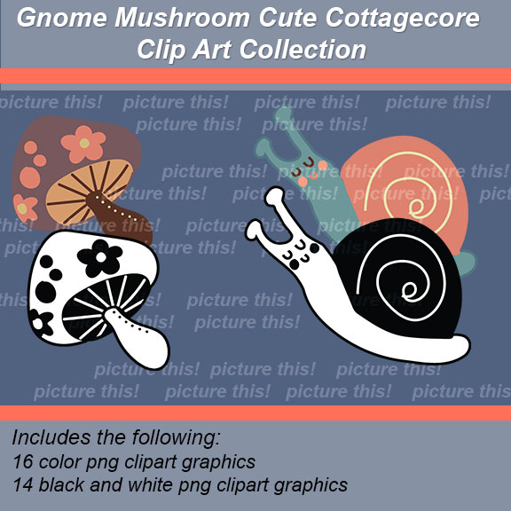Cute Cottagecore Gnome Mushroom Snail Clipart Bulletin Board Elementary ...
