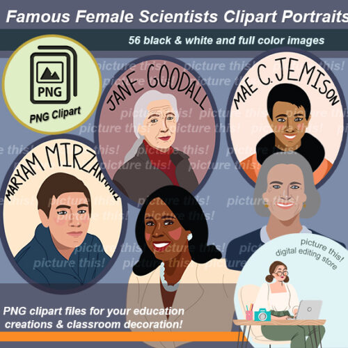 Famous Female Scientists Clipart Portrait Women's History Month ...