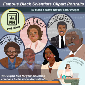 Famous Black BIPOC Scientists Clipart Portrait Black History Month ...