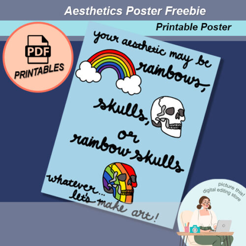 Aesthetic Poster Freebie Art Class Skulls Rainbows Printable | Made By ...