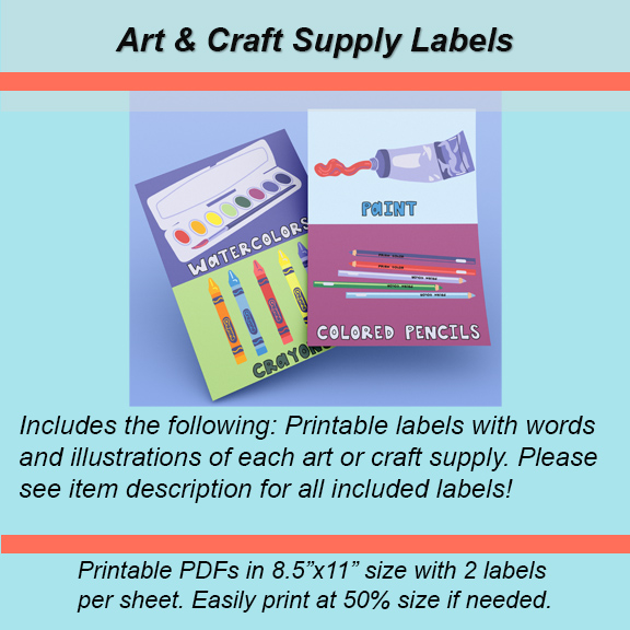 Art Supply Labels for Organizing Classroom Crafts Bins Label Printable ...