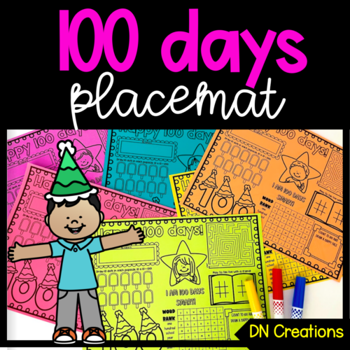 100th Day of School Placemat l One Hundred Days Activity Mat l 100 Days ...