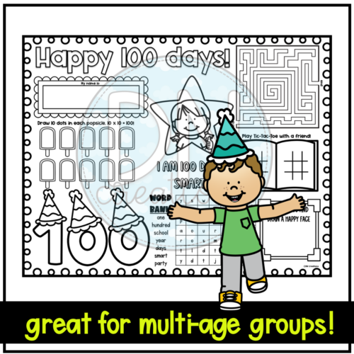 100th Day of School Placemat l One Hundred Days Activity Mat l 100 Days ...