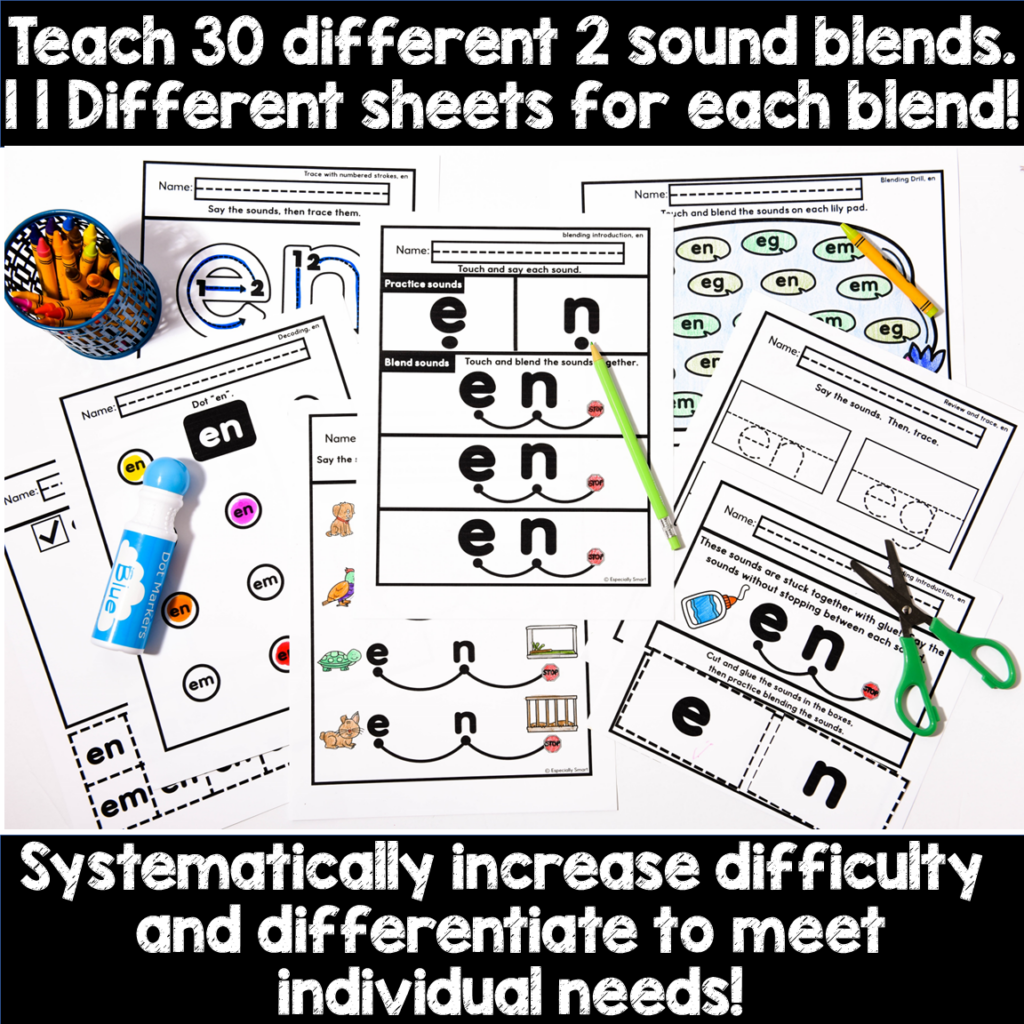 Blending Sounds Phonics Worksheets and Centers for Special Education or ...