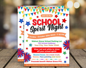 Editable School Spirit Night Template, School Pto Pta Night Event Flyer ...