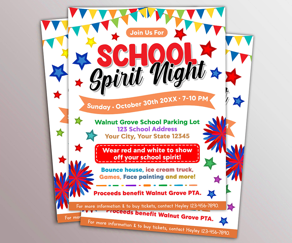 Editable School Spirit Night Template, School Pto Pta Night Event Flyer ...