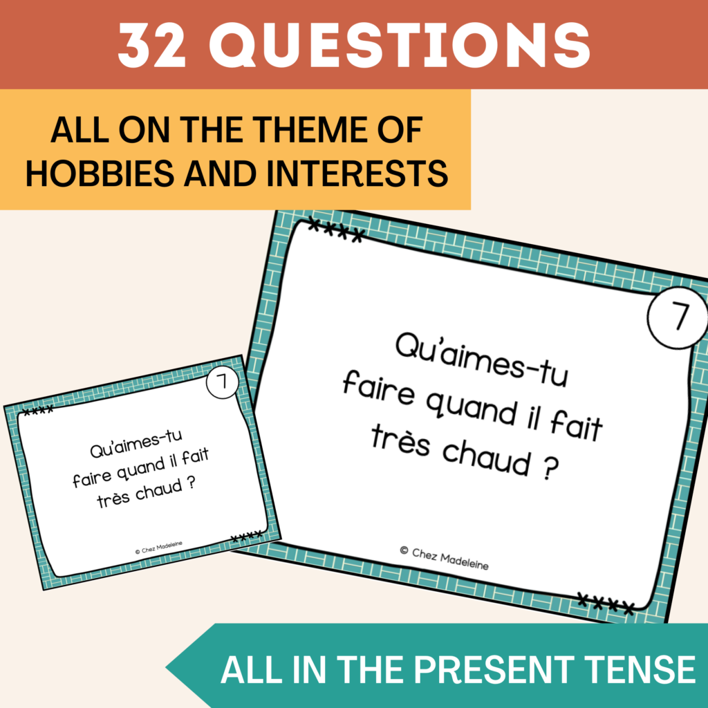 Cartes de Conversation - Les Passe-temps A1/A2 | Made By Teachers