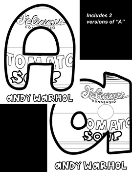 Artist Alphabet Posters ABCs Coloring Pages Art Class Printable Low Ink ...