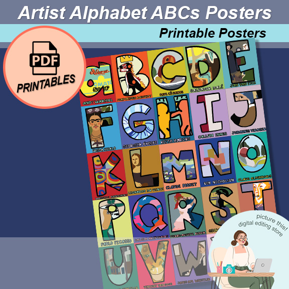 Artist Alphabet Posters ABCs Art Class Decorations Printable bulletin ...