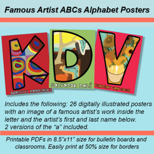 Artist Alphabet Posters ABCs Art Class Decorations Printable bulletin ...