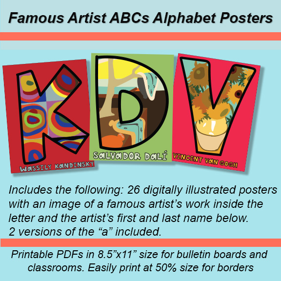 Artist Alphabet Posters ABCs Art Class Decorations Printable bulletin ...