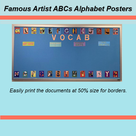 Artist Alphabet Posters ABCs Art Class Decorations Printable bulletin ...