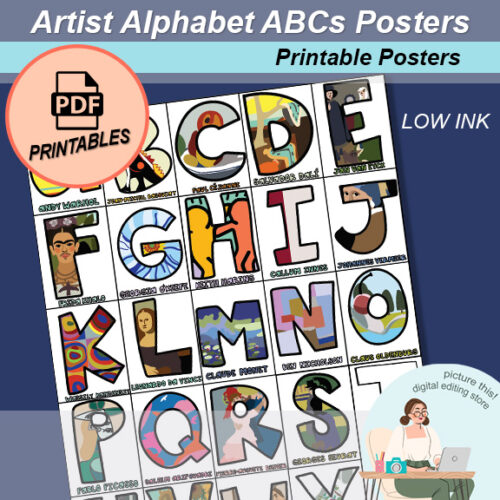 Artist Alphabet Posters ABCs Art Class Decorations Printable bulletin ...