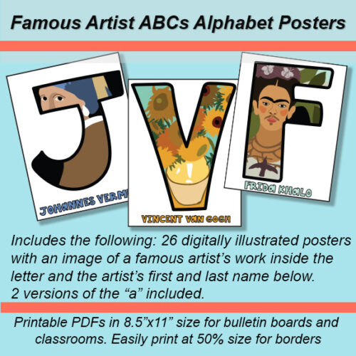 Artist Alphabet Posters ABCs Art Class Decorations Printable bulletin ...
