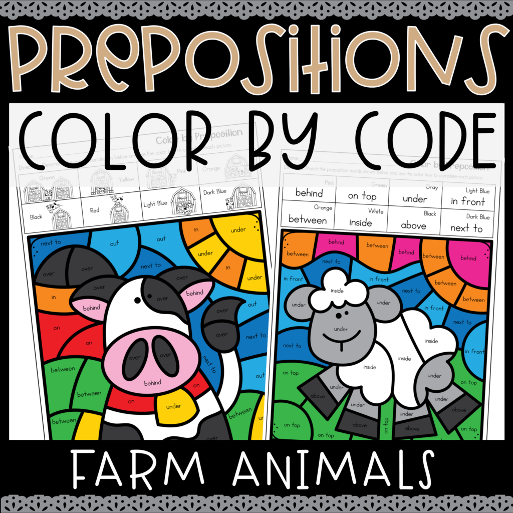 Farm Preposition Color by Code NO PREP Farm Preposition Coloring | Made ...