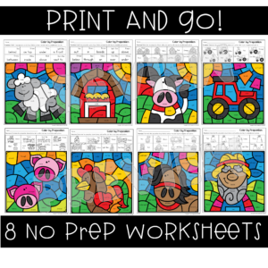 Farm Preposition Color by Code NO PREP Farm Preposition Coloring | Made ...