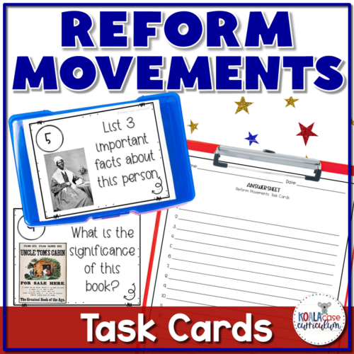 Reform Movements of the 1800s Task Cards Activity | Made By Teachers