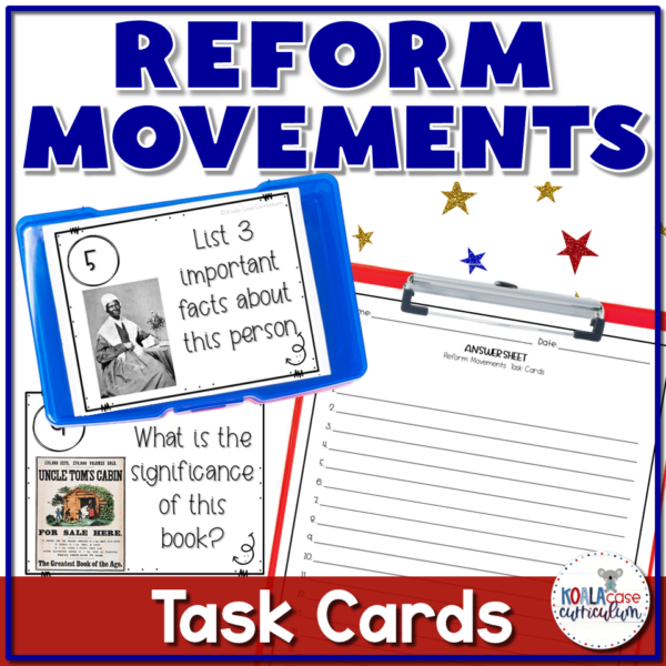 Reform Movements of the 1800s Task Cards Activity | Made By Teachers
