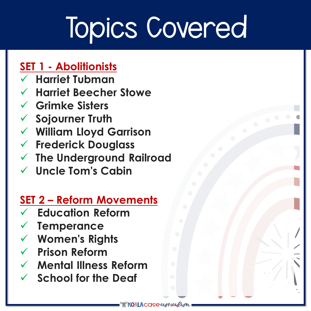 Reform Movements of the 1800s Task Cards Activity | Made By Teachers