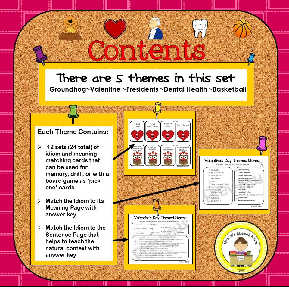 February Speech Therapy Idioms - Upper Elementary, Middle School, High ...