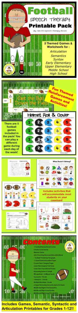 Football Theme Speech Therapy Printable Pack | Made By Teachers