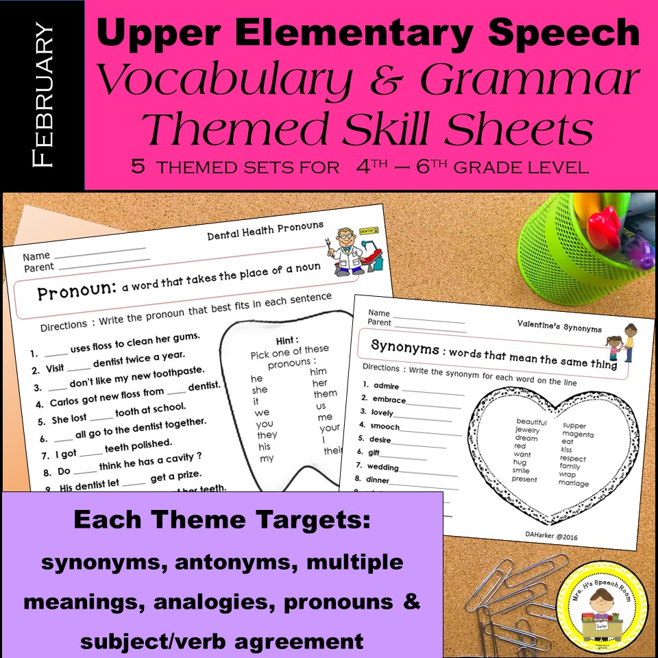 February Upper Elementary Speech Therapy Pack | Made By Teachers