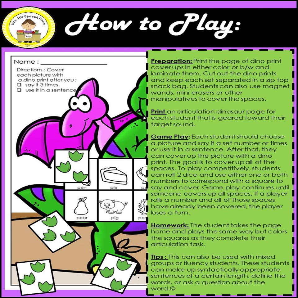 Dinosaur Speech Therapy Articulation | Made By Teachers