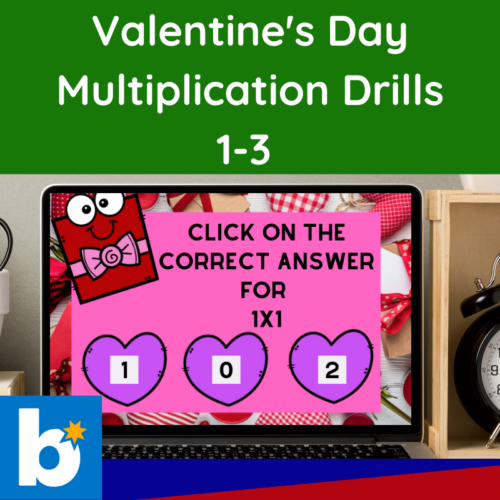 Valentine's Day Multiplication Drills 1-3 Boom Cards Digital 3rd Grade ...