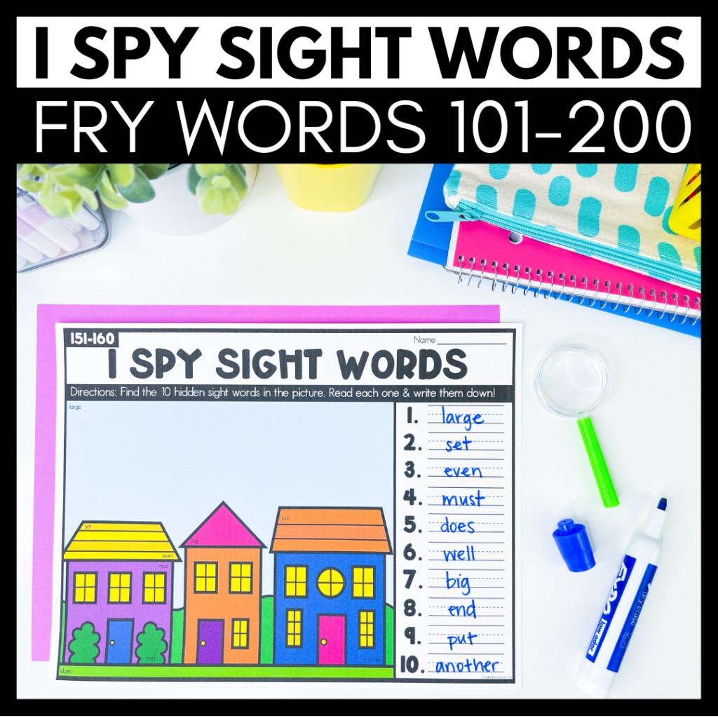 Sight Word Practice - I Spy Sight Words Set 2 - Fry Words 101-200 ...